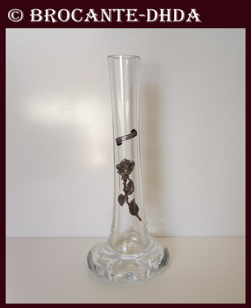 Soliflore décor rose en étain - D'Hier & D'Aujourd'hui