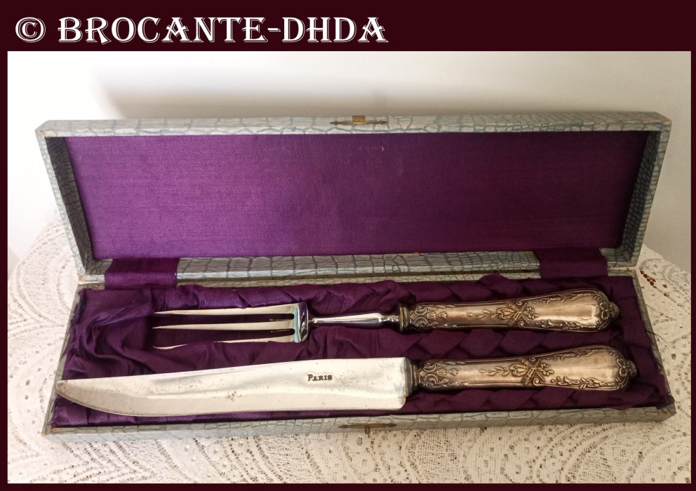 Écrin couverts découpe viande métal argenté - D'Hier & D'Aujourd'hui