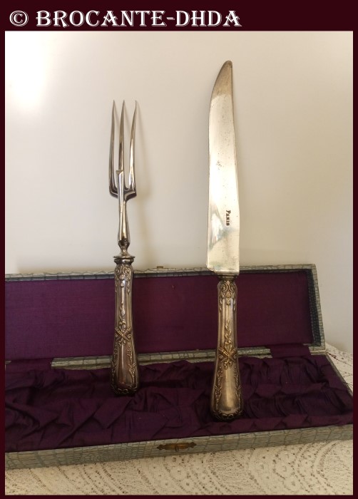 Écrin couverts découpe viande métal argenté - D'Hier & D'Aujourd'hui